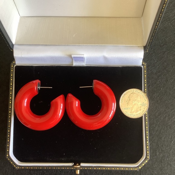 Jewelry | Vintage Red Hoop Earrings | Poshmark